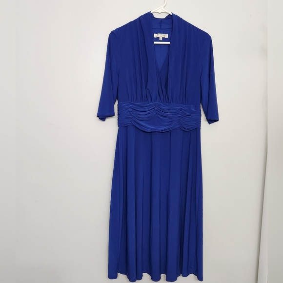 Evan Picone | Dresses | Evan Picone Blue Ruched Dress 4 | Poshmark